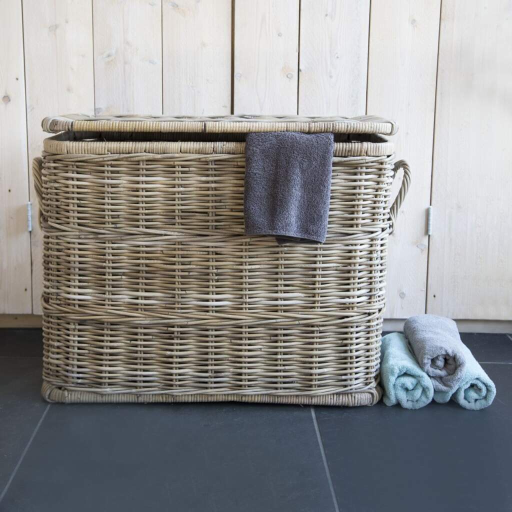 Wasmand Stripe Naturel (groot) – Het Mandenhuys